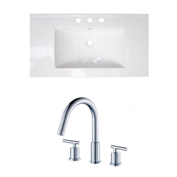 Plumbing N Parts Lavabo de salle de bain rectangulaire en céramique ...