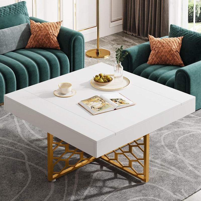 Mercer41 Shaelynn White and Gold Coffee Table & Reviews | Wayfair
