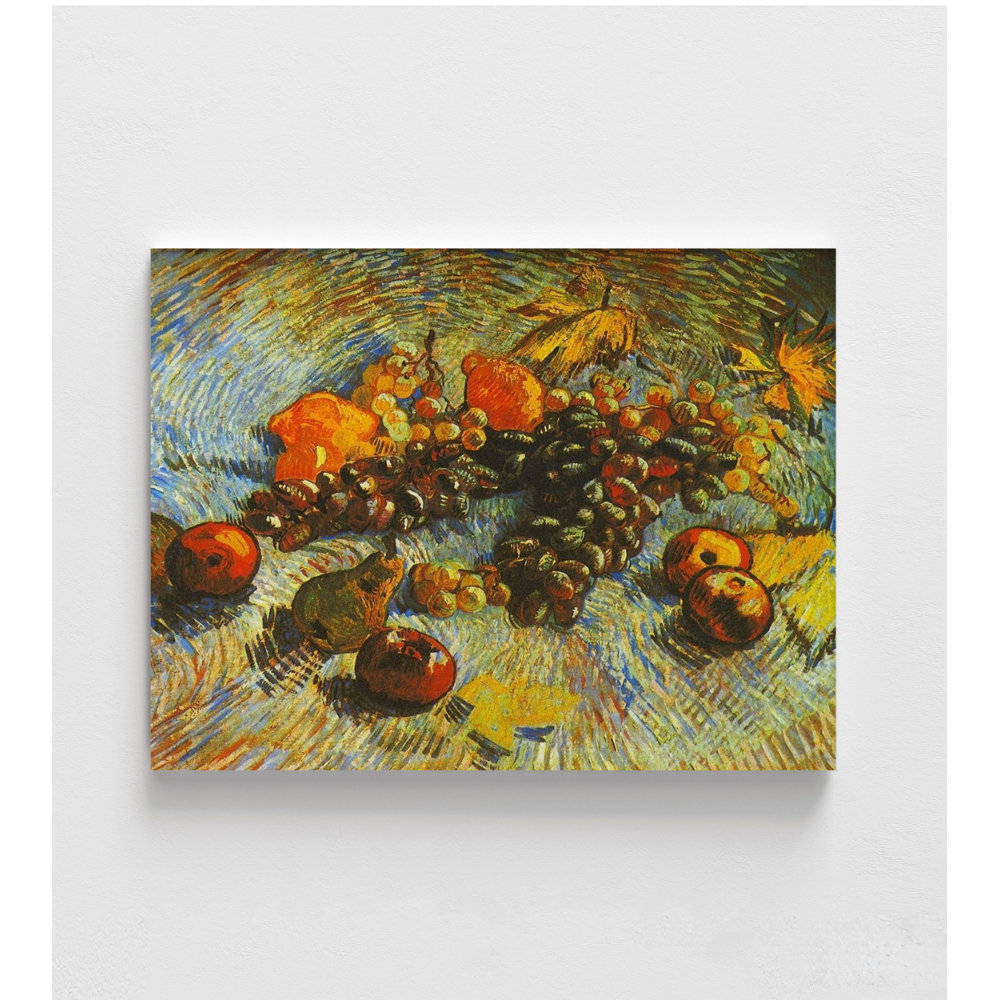 WeFrameArt Grapes Apples Pear Lemons By Vincent Van Gogh, Fruits Wall ...