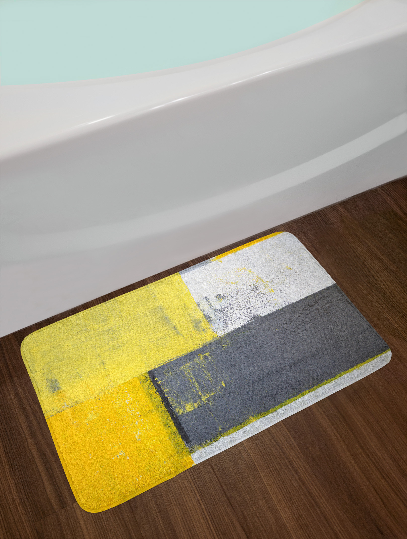 East Urban Home Street Gray and Yellow Bath Rug & Reviews | Wayfair