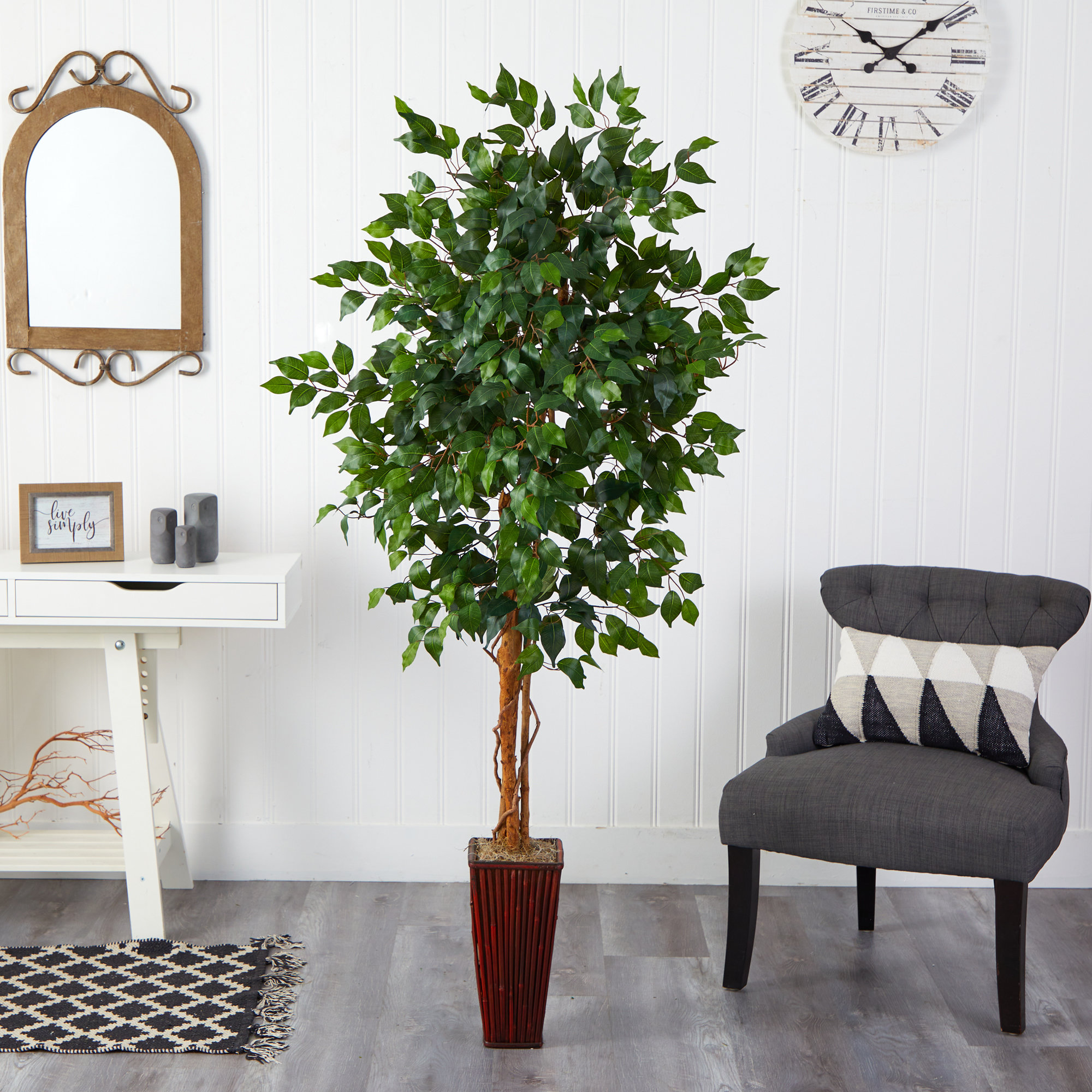 Primrue Aahil Artificial Ficus Tree in Decorative in Decorative Vase ...