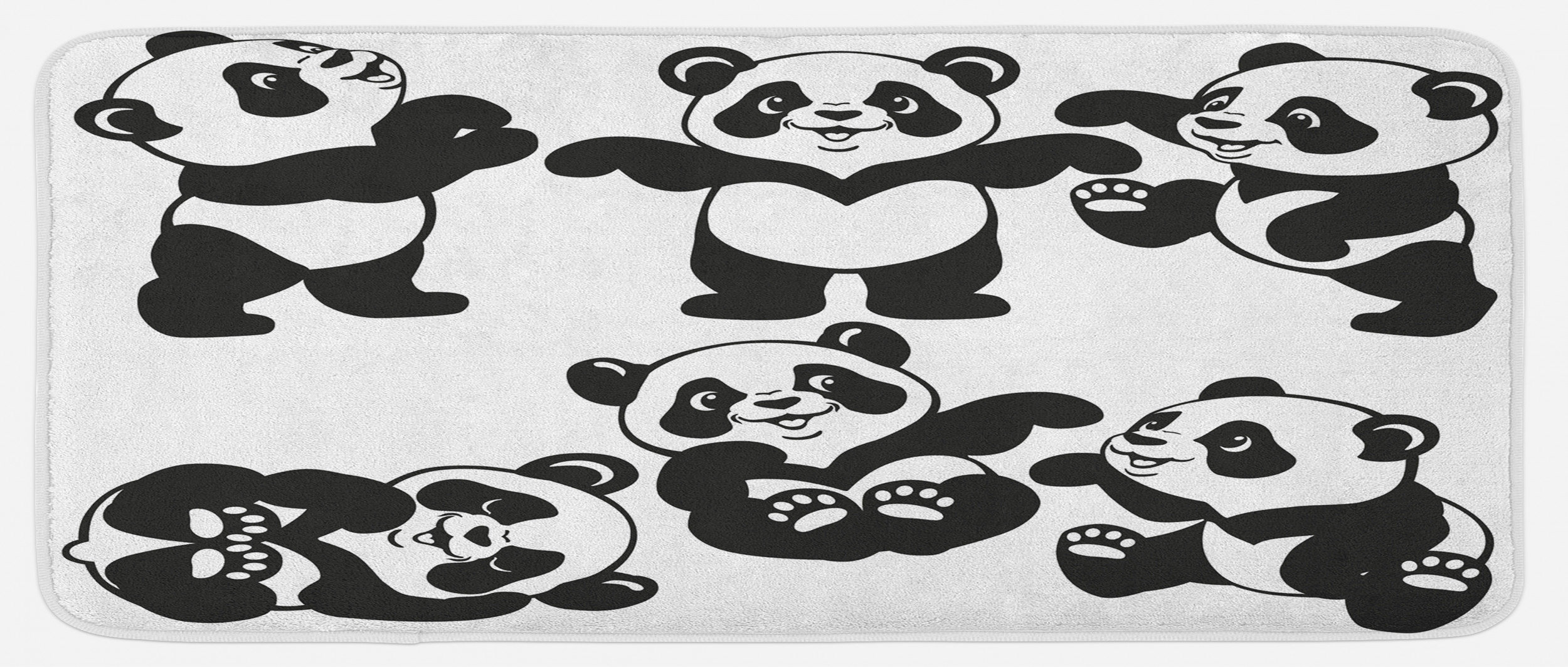 East Urban Home Set With Playful Panda Bear In Monochrome Style Happy ...