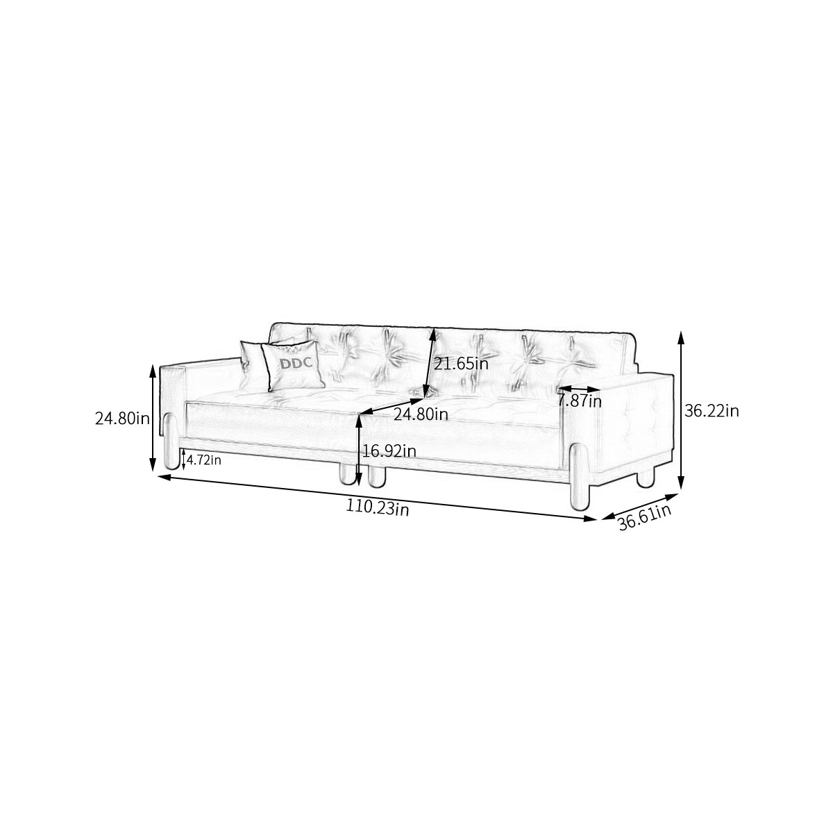 Merting Minimalist Vintage Solid Wood High-Leg Sofa | Wayfair