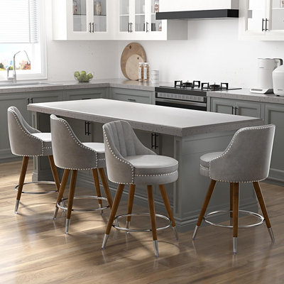 Mercer41 Kokitus Counter Height Bar Stools, 24 Inch Swivel Bar Stools ...