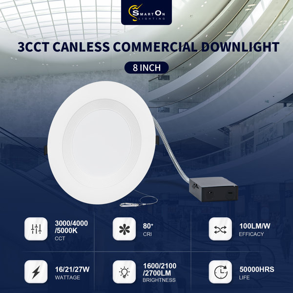 MW LIGHTING 8 Inch Recessed LED Commercial Downlight with J-Box ...