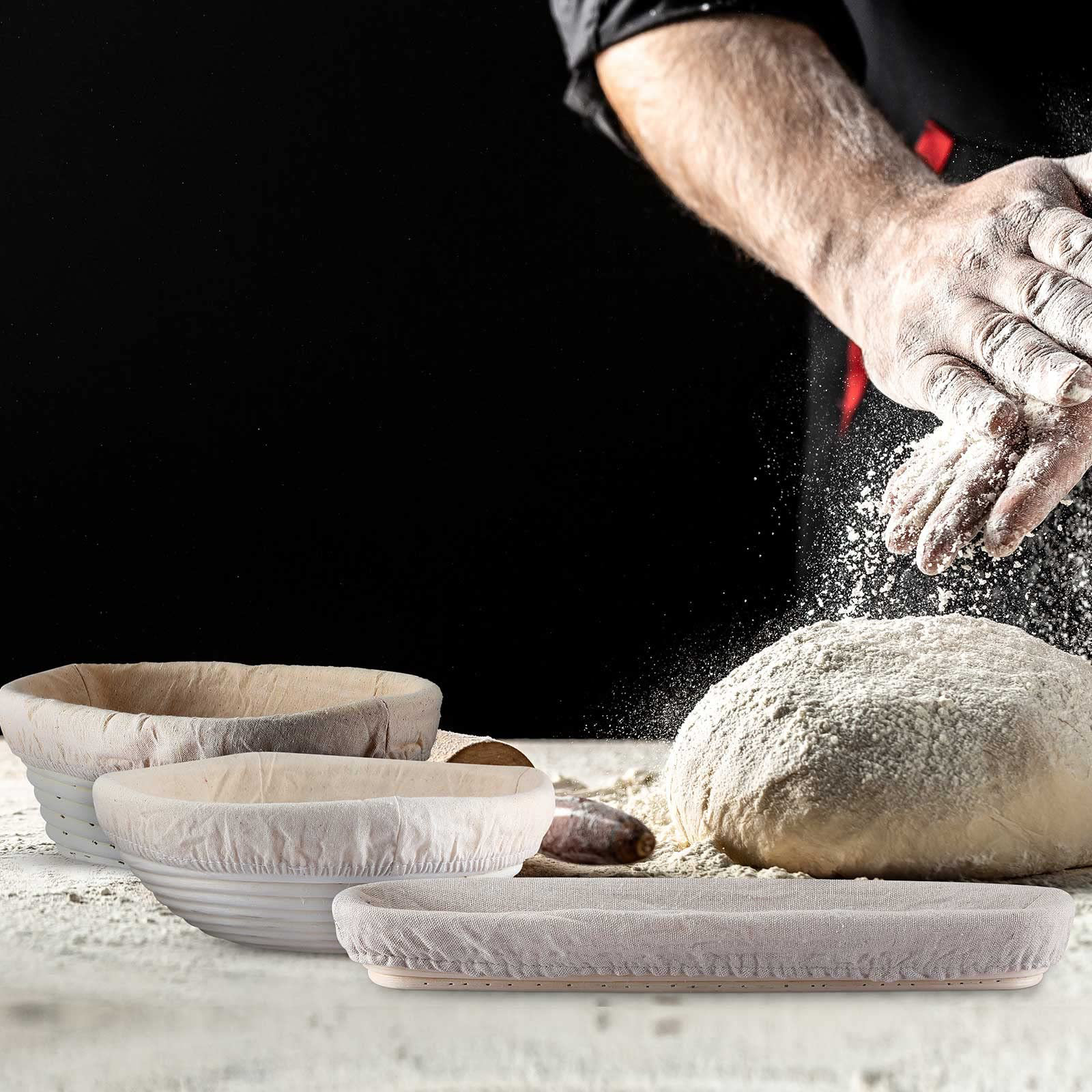 FEIYAN 3 Packs Bread Banneton Proofing Basket 9" Round And 10" Oval And ...