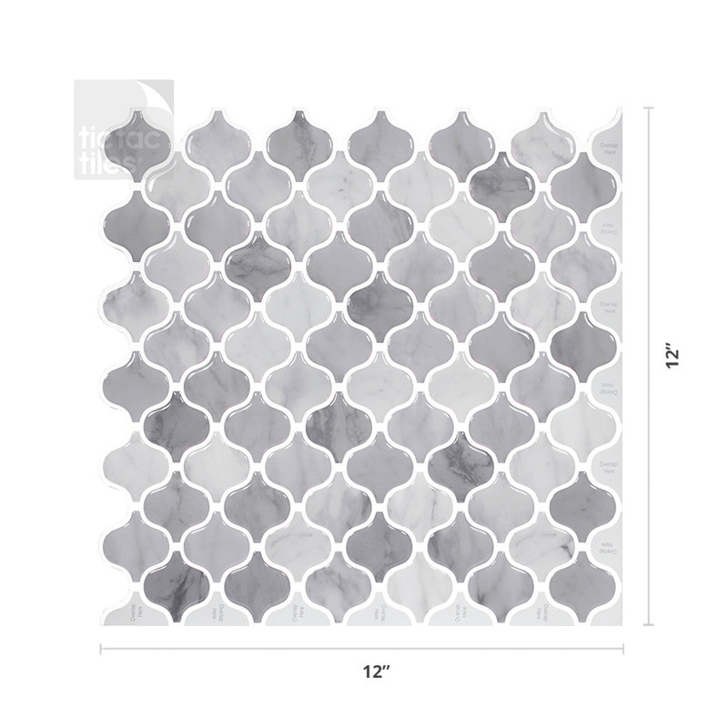 Tic Tac Tiles Damask 12'' W x 12'' L PVC Peel and Stick Mosaic Tile ...