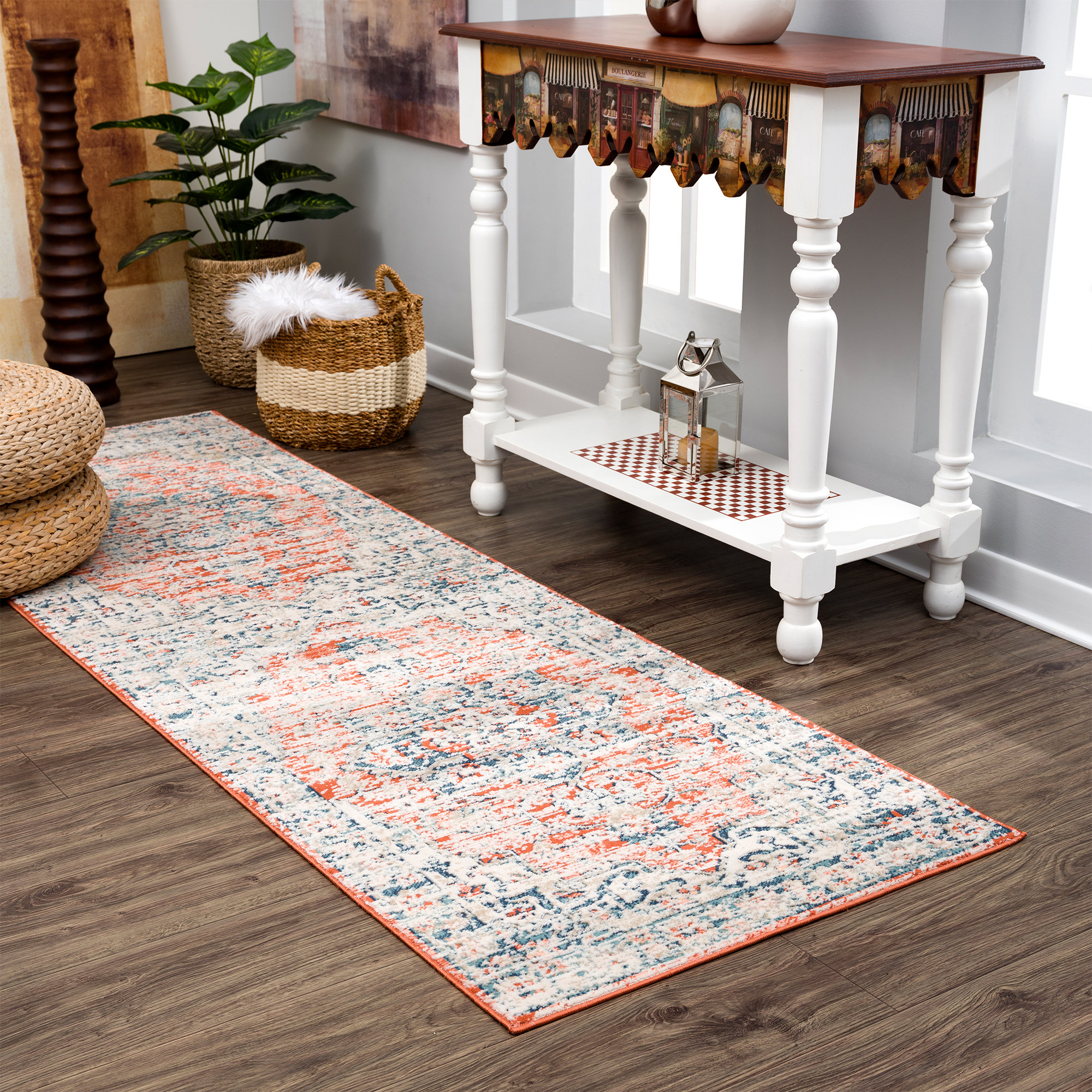 Bungalow Rose Traditional Terracotta Multicolor Runner - Vintage Boho 8 ...