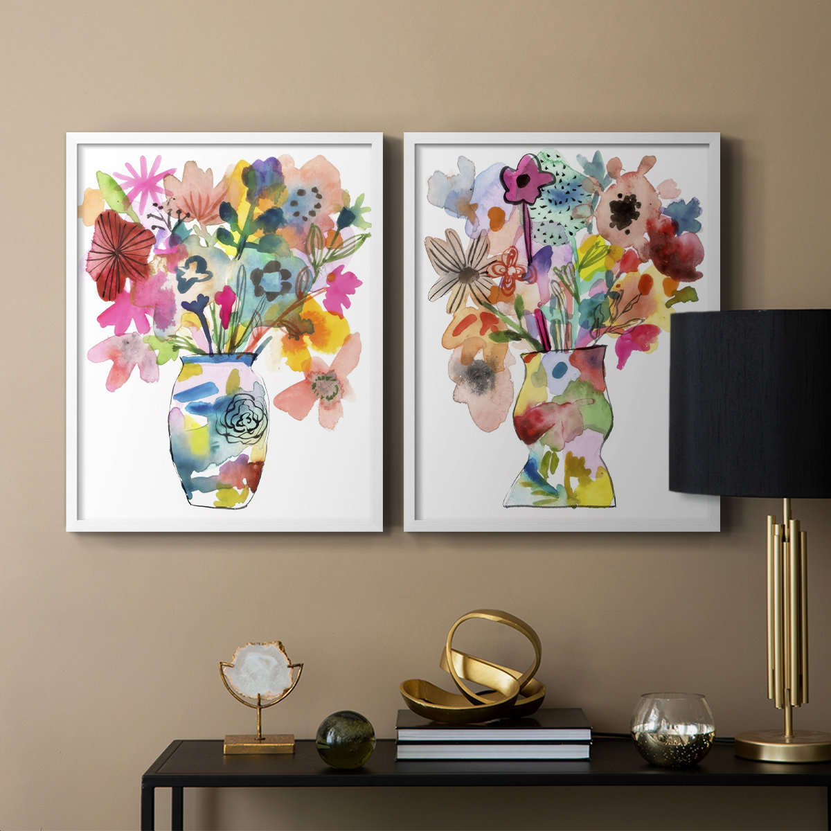 Ivy Bronx Linear Bouquet I-Premium Framed Print -Ready to Hang - No ...