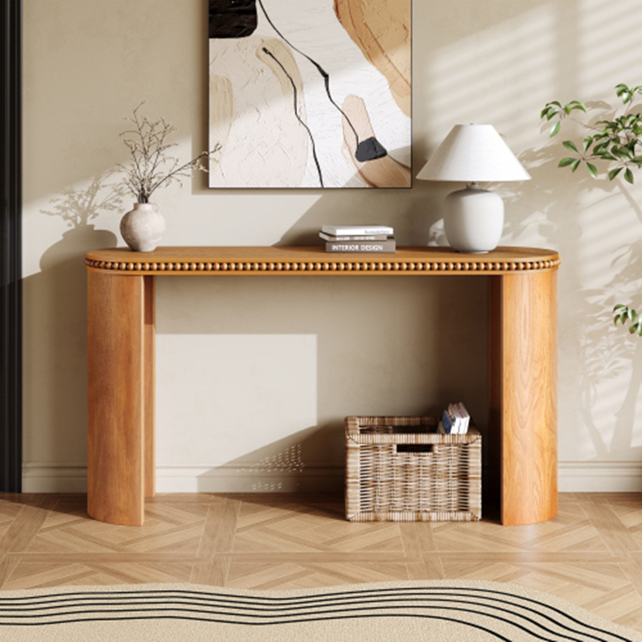Dakota Fields Mirod Classic Vintage Console Table - Beaded Trim ...
