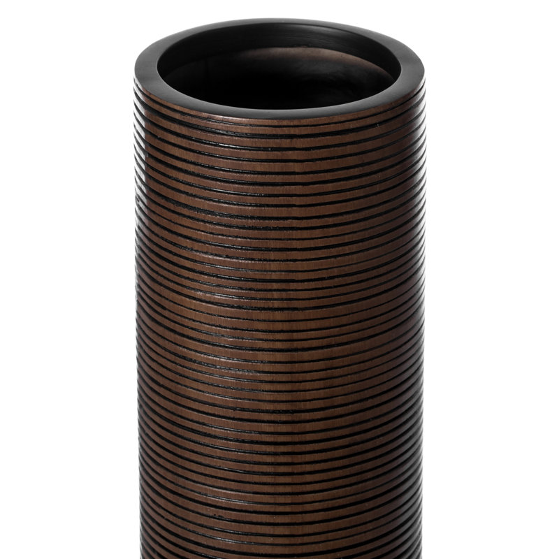 Latitude Run® Modern Tall Decorative White and Brown Ribbed Cylinder ...