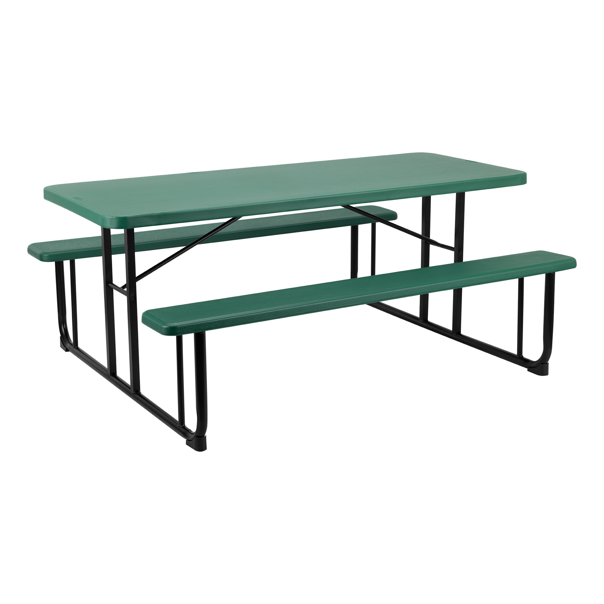 Arlmont & Co. Rectangular Blow-Molded Plastic Outdoor Picnic Table with ...