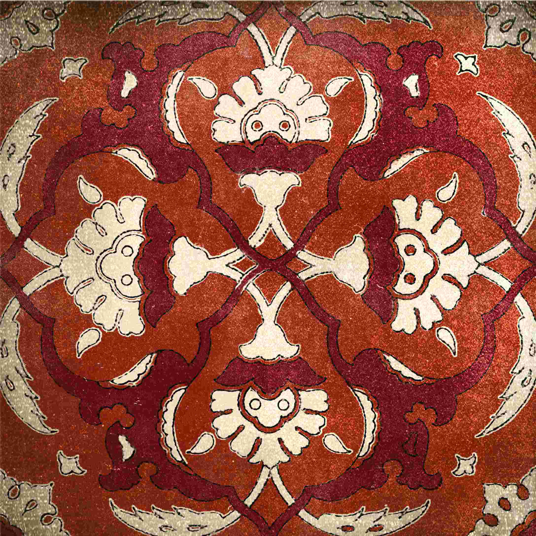 Bungalow Rose Crimson Tile Duo 2 - Wrapped Canvas Print | Wayfair