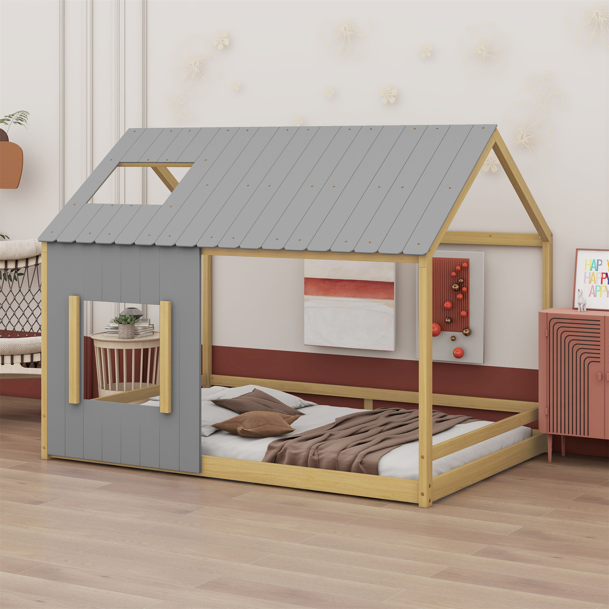 Harper Orchard Full Size House Bed With Roof And Window - Wayfair Canada