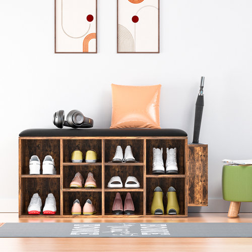 Millwood Pines 10 Pair Shoe Storage Cabinet, Upholstered Shoe Storage ...