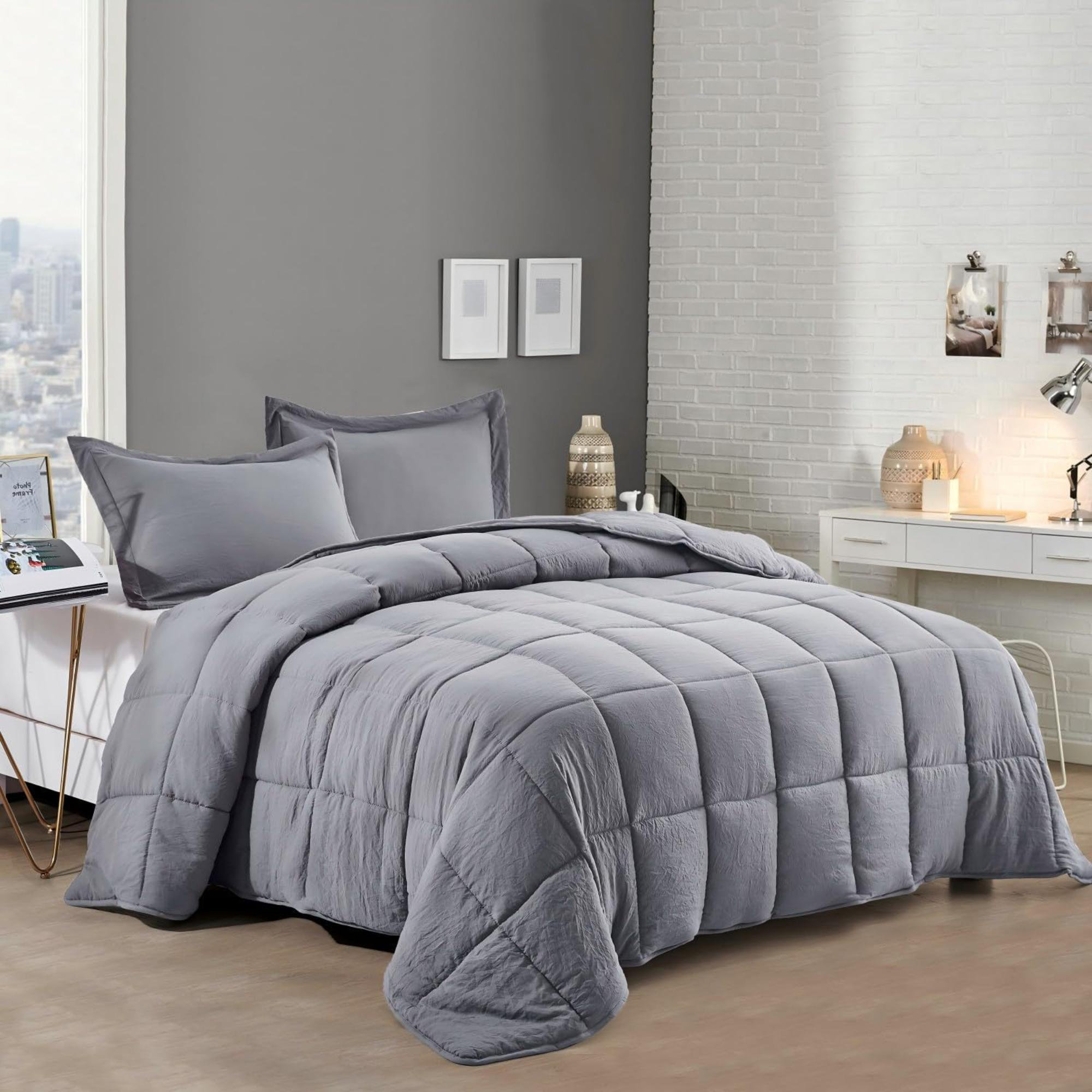 Alwyn Home 3Pc Prewashed All Season Down Alternative Comforter Duvet ...