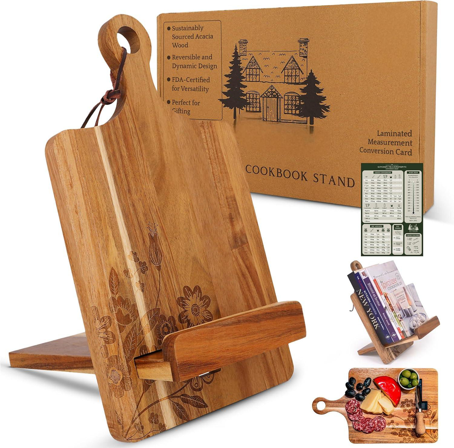 Millwood Pines Wood Cookbook Stand For Kitchen Counter | Wayfair