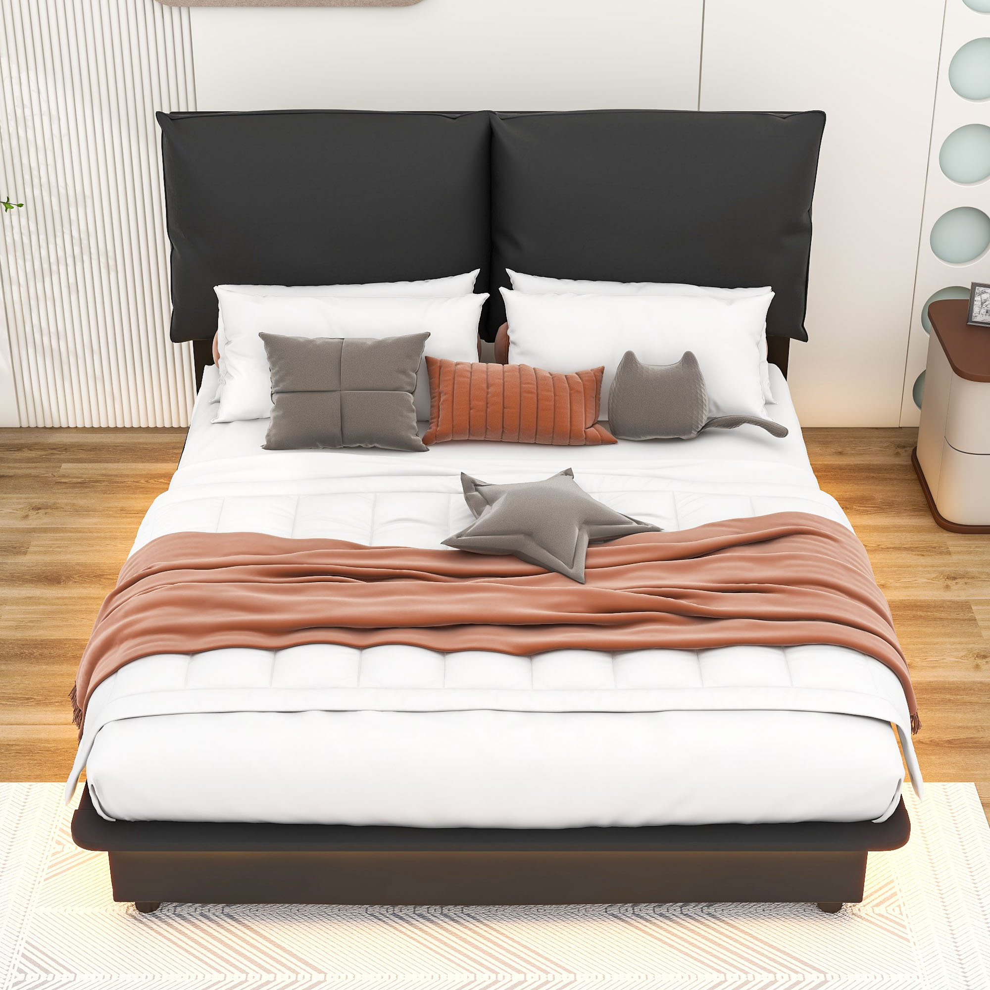 Wrought Studio™ Kayri Upholstered Platform Bed with Sensor Light and ...