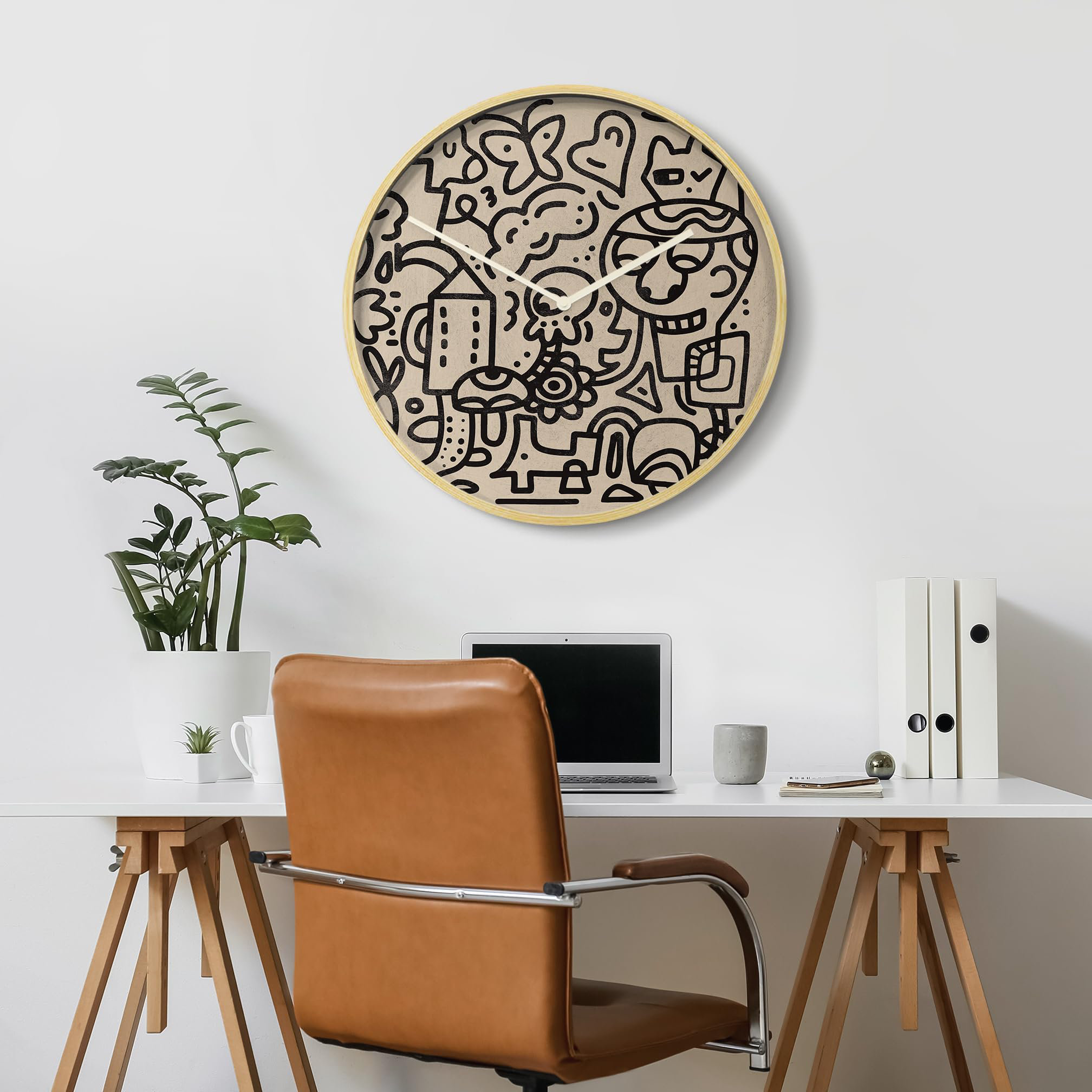 SIGNLEADER Animal Picture Clock Decor Wooden Large Wall Clock Living ...