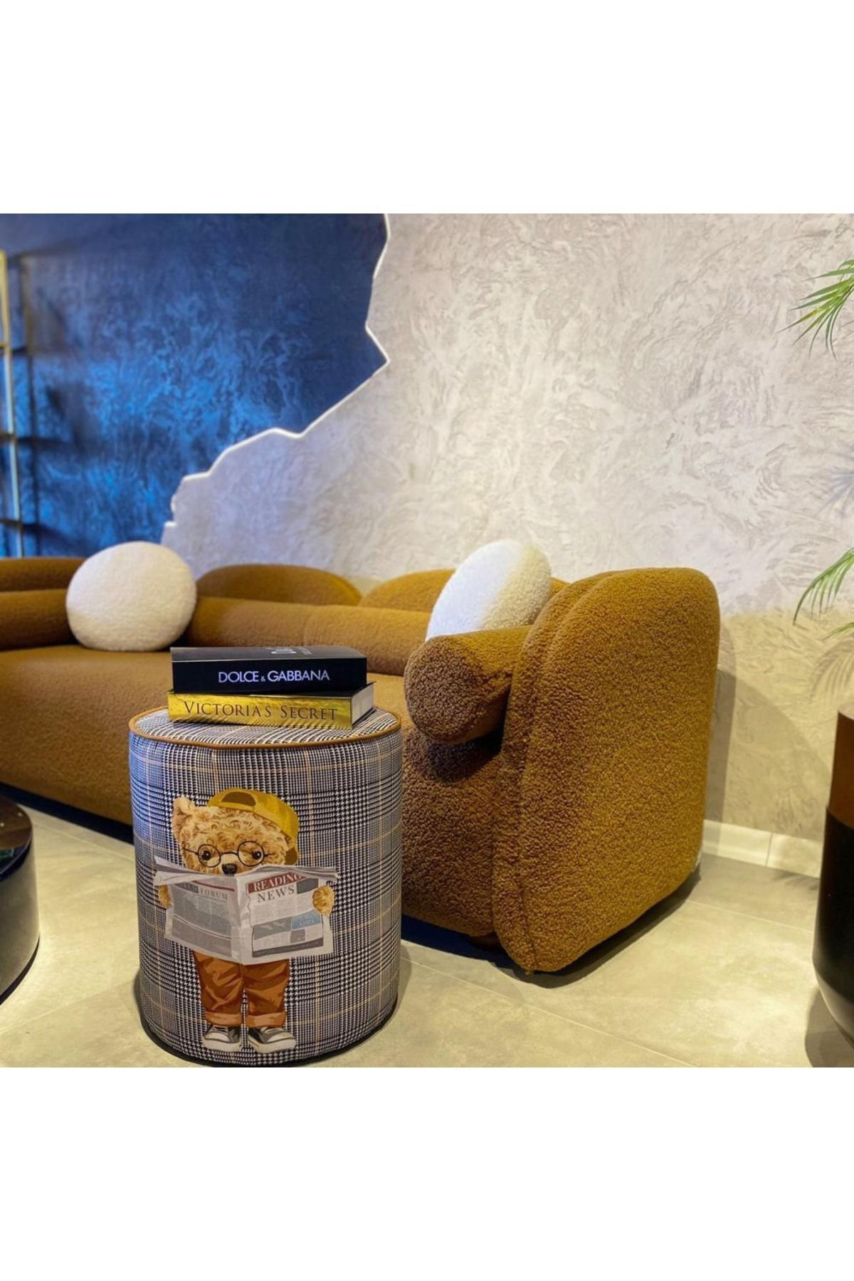 Corrigan Studio Journalist Teddy Ottoman Pouff (Made of suede fabric ...