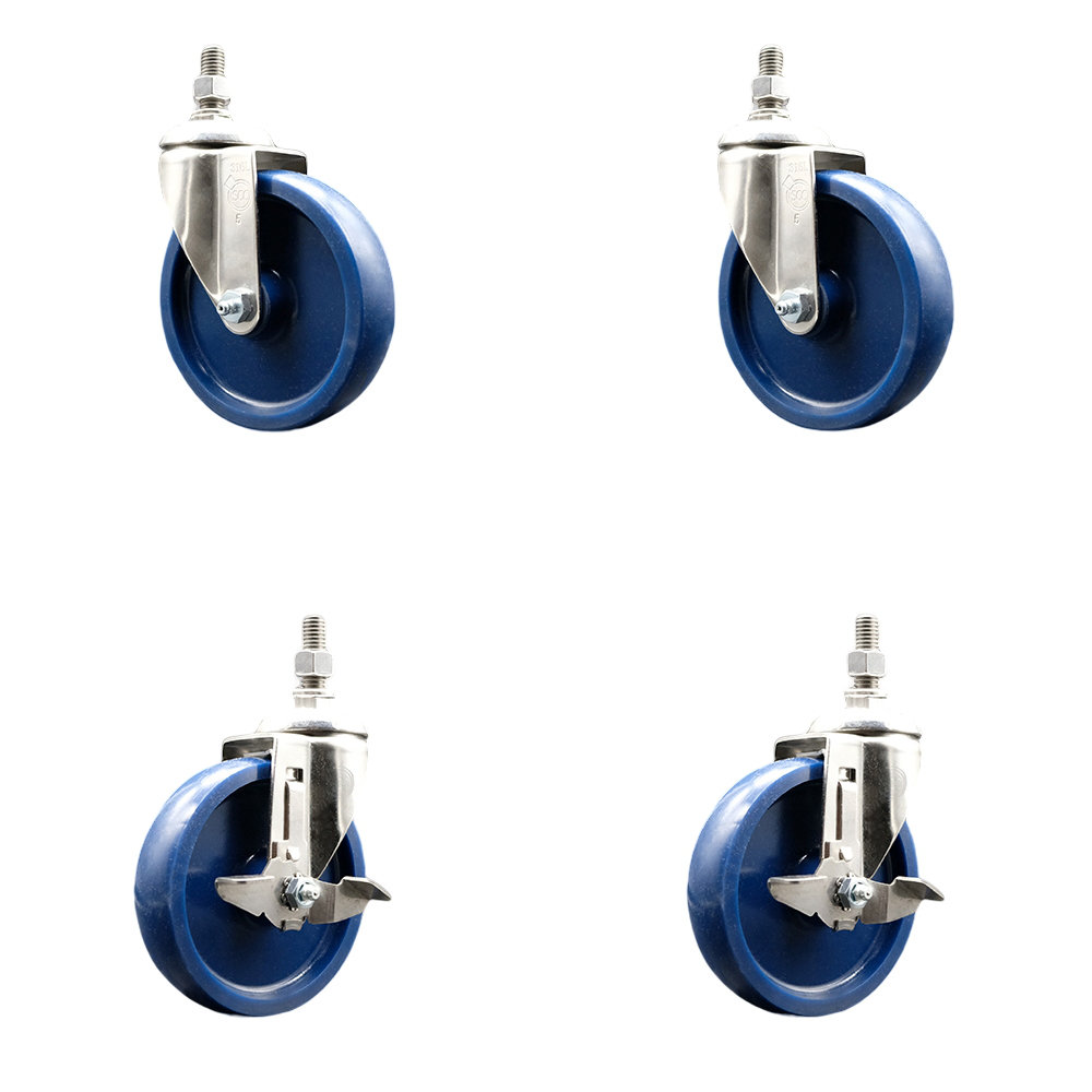 Service Caster 4 Piece Solid Polyurethane Swivel Threaded Caster Set ...