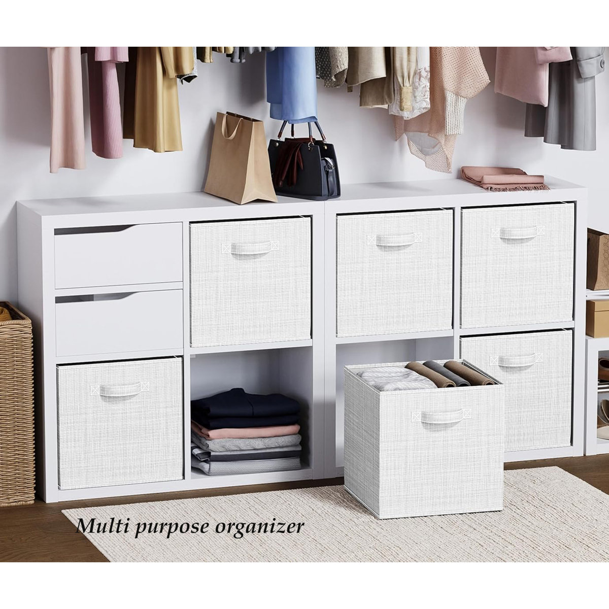 Latitude Run® 6 Pack Fabric Storage Cubes, 13 Inch Cube Storage Box ...