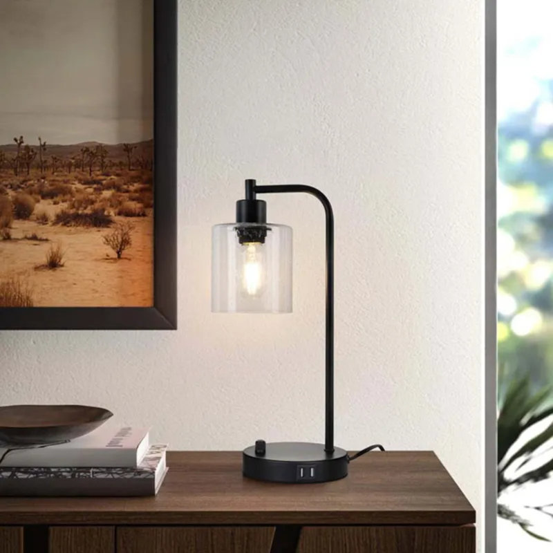 17 Stories Industrial Small Bedside Table Lamp | Wayfair