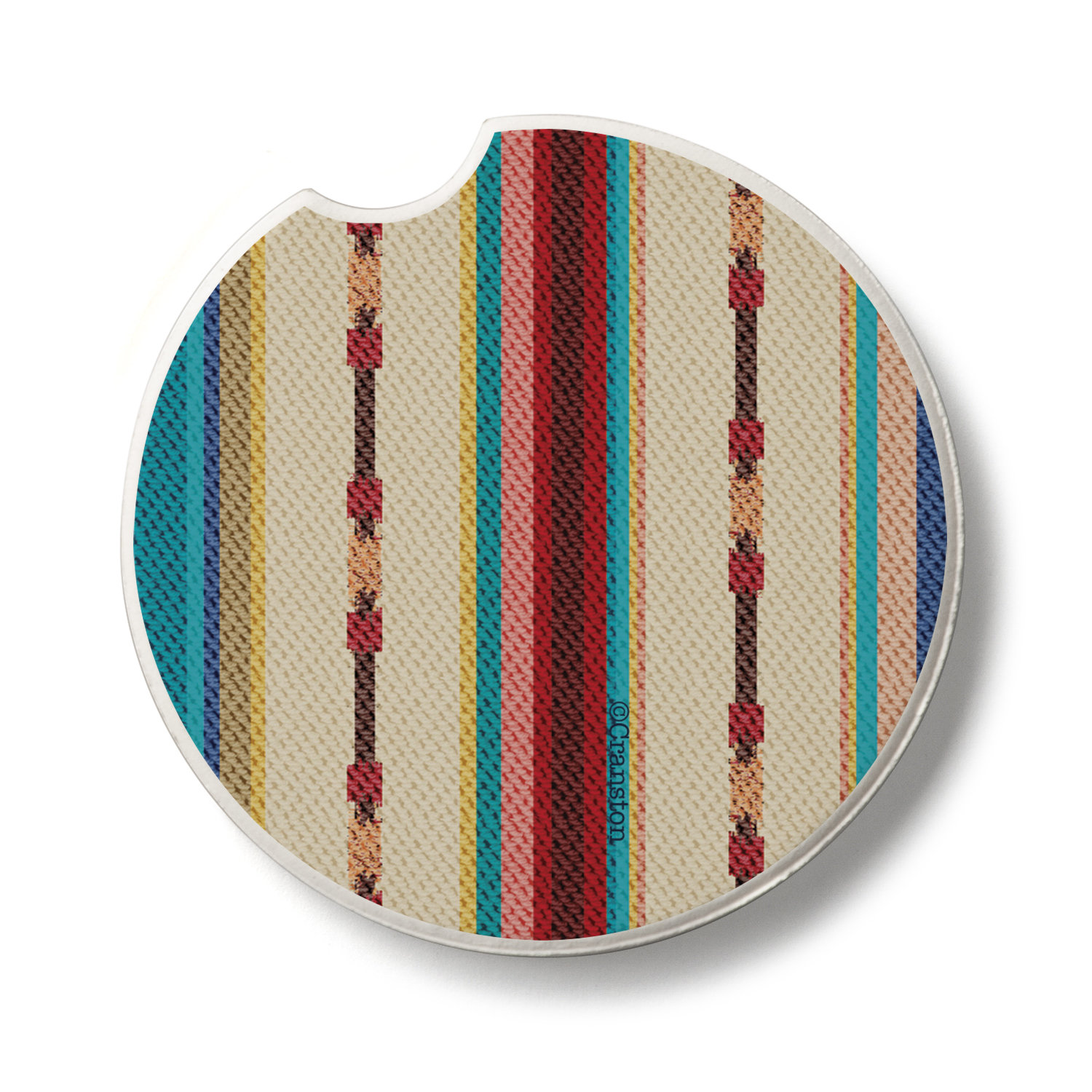 Foundry Select Southwest Multi-Stripe Single Round Absorbent Stone Car ...