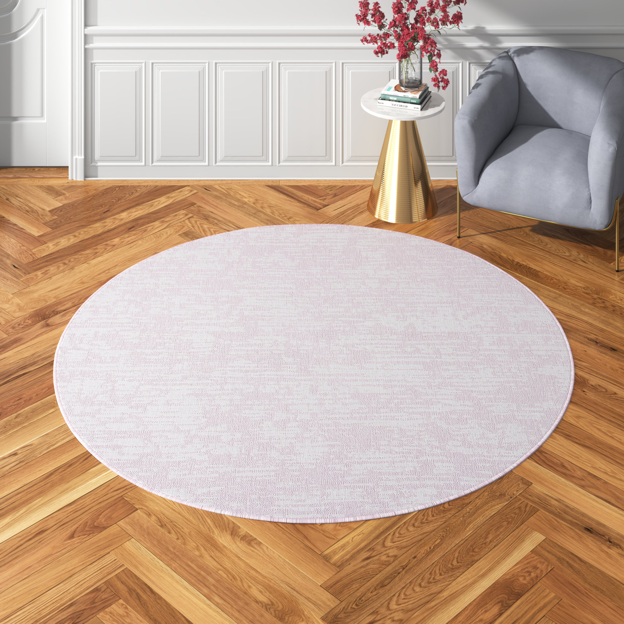 Ebern Designs Kulshan Abstract Pink/Ivory Indoor / Outdoor Area Rug ...
