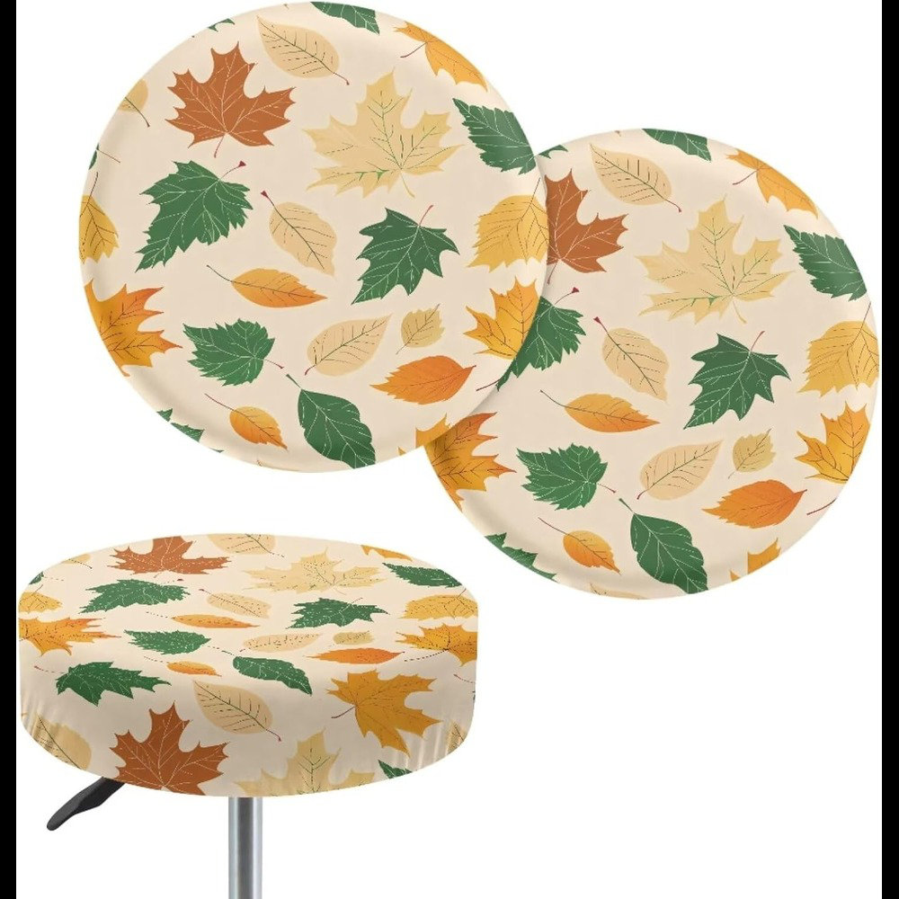 Red Barrel Studio® Stool Covers Round Set Of 2 Maple Leaves Barstool ...