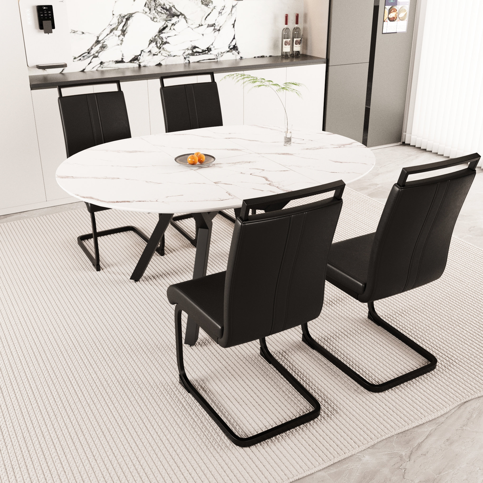 Latitude Run® Expandable Dining Table And 4 C - Shaped Tubular Faux ...
