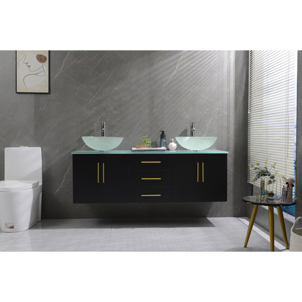 Orren Ellis Ehtesham 60" Wall-Mounted Double Bathroom Vanity Set | Wayfair