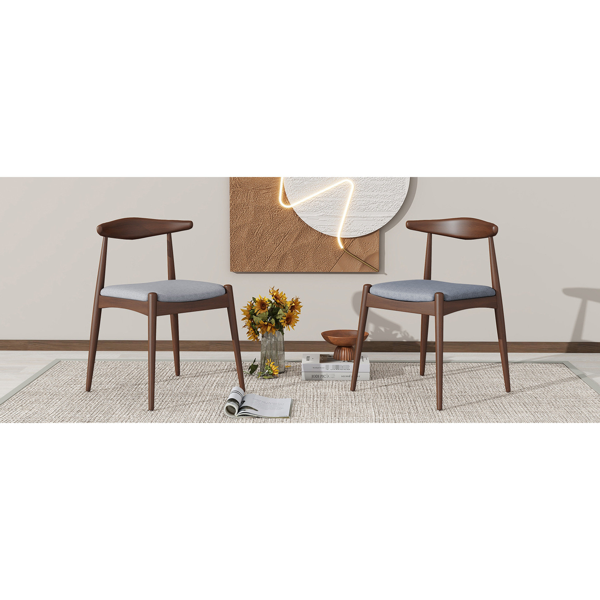 Corrigan Studio® Of 2 Rubberwood Dining Chairs With Ergonomic Design ...