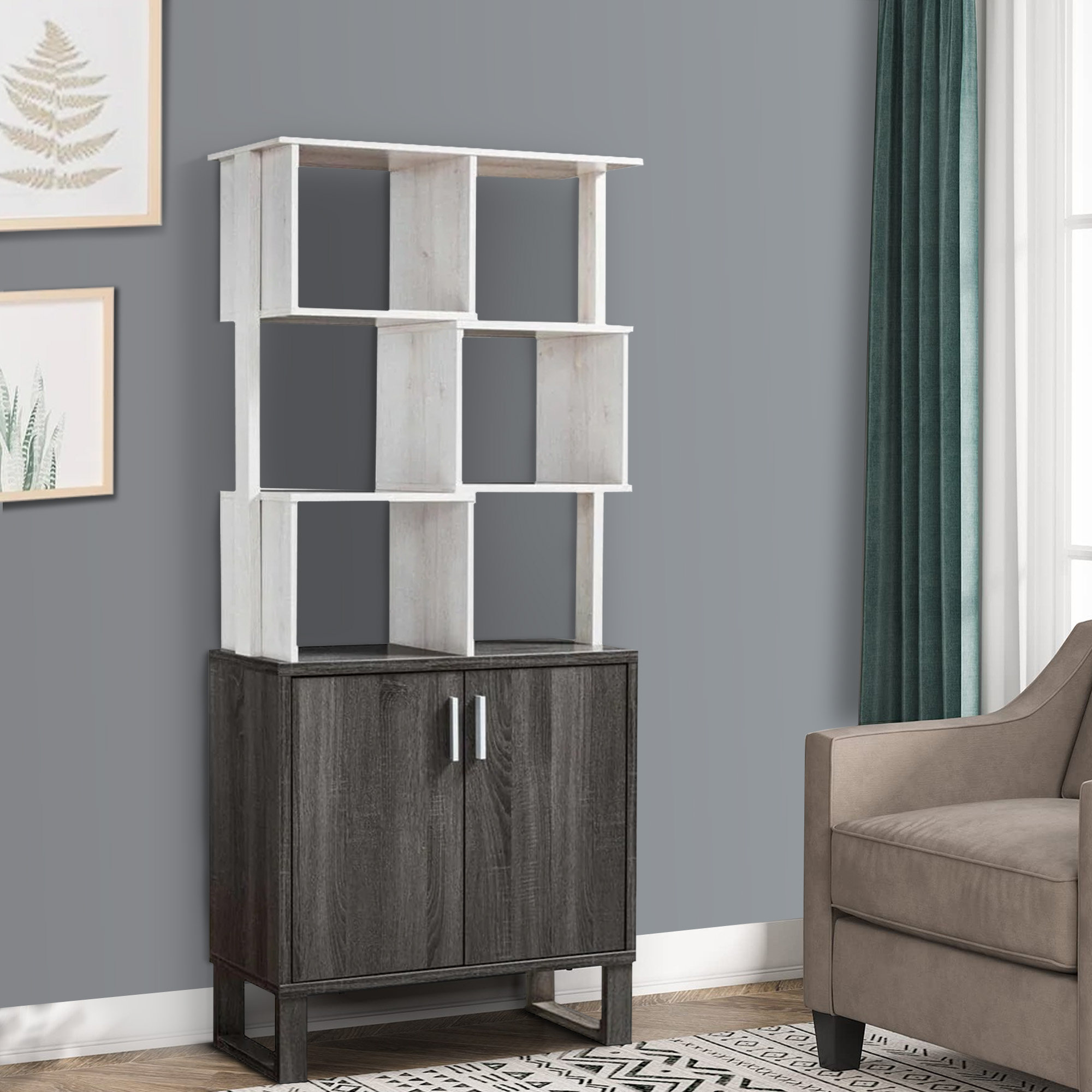Corrigan Studio® 69" H Storage Bookcase With Shelves And Cabinets In ...