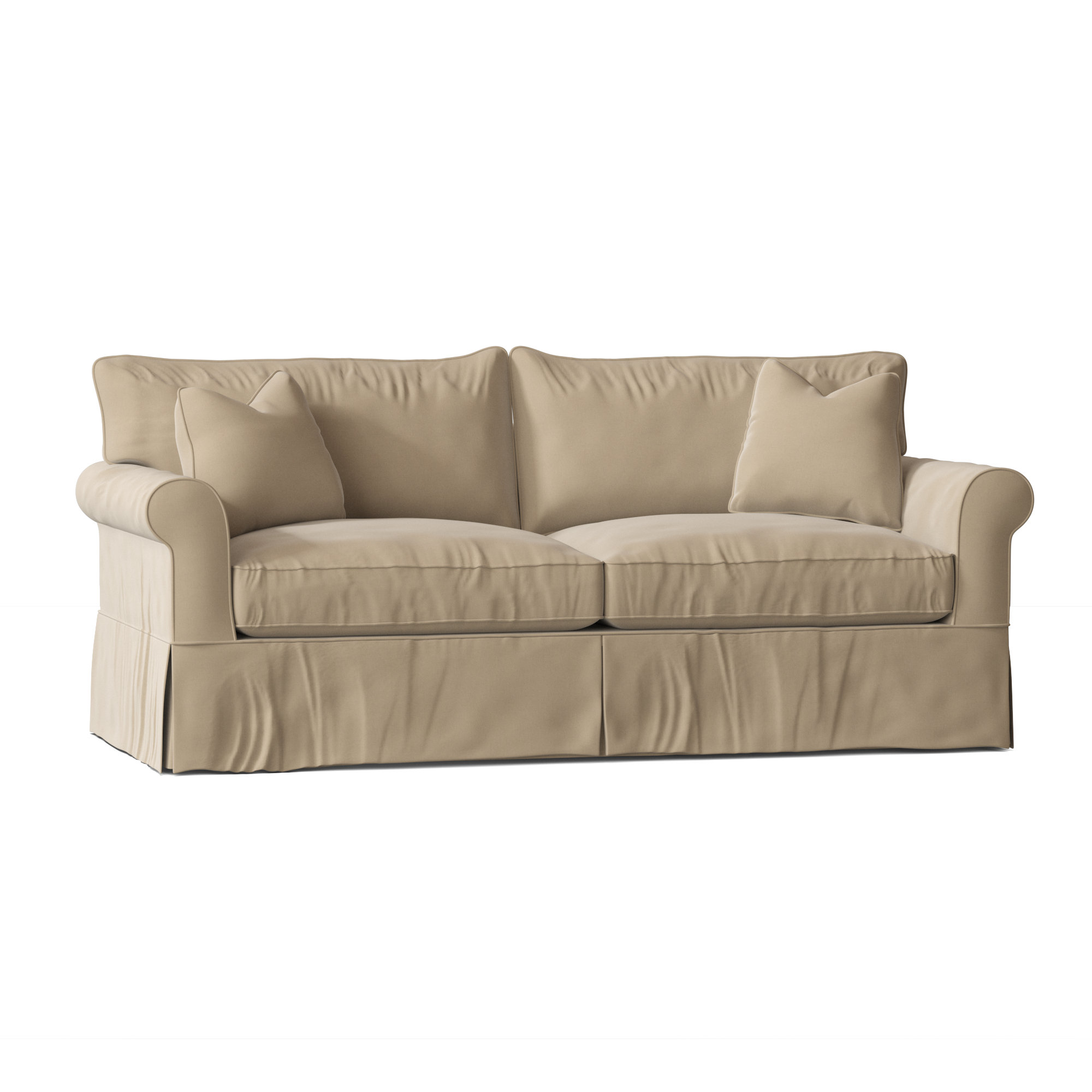 Wayfair Custom Upholstery™ Amari 84" Rolled Arm Slipcovered Sleeper ...