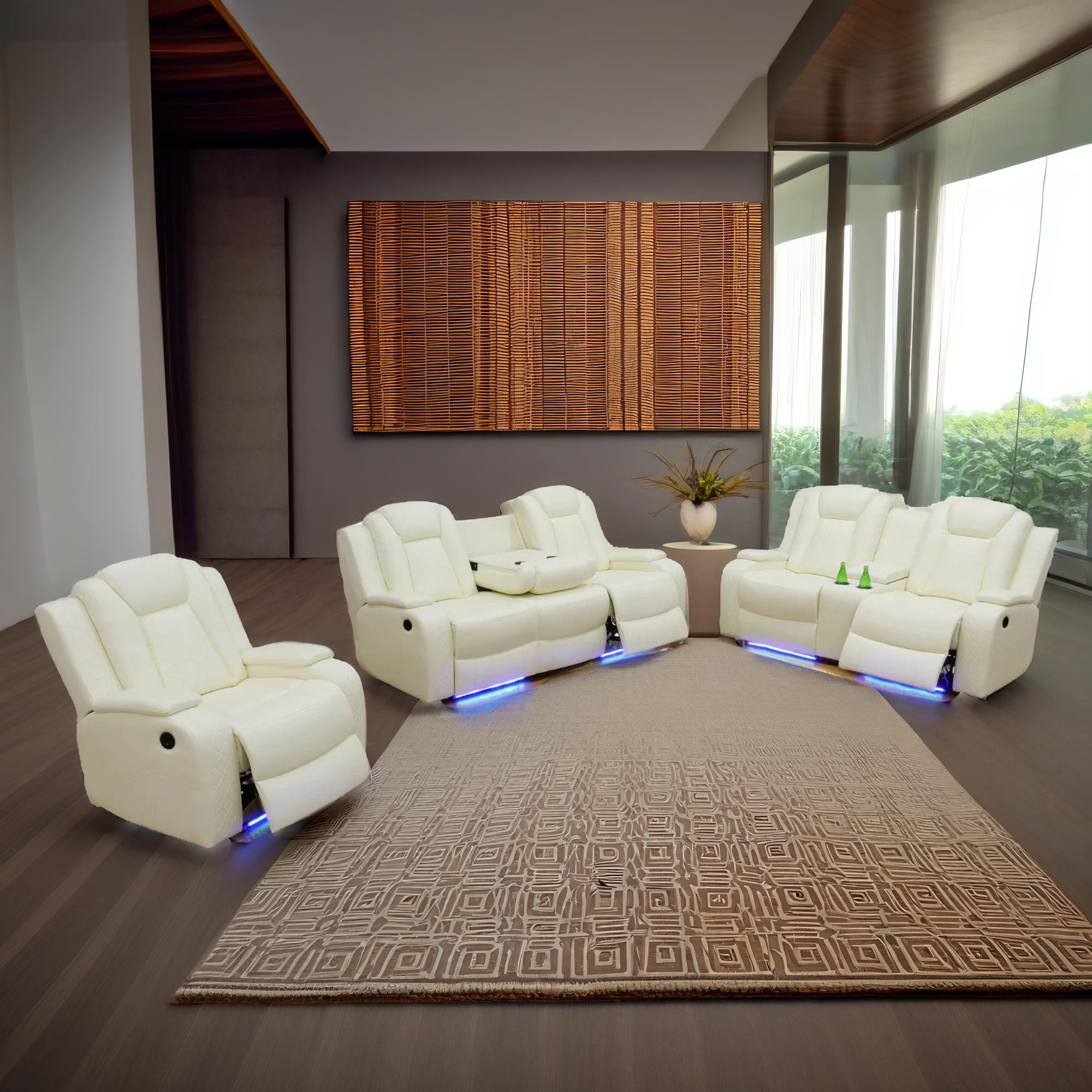 Latitude Run® 7 Seater Power Recliner Sectional Sofa Couch with LED ...