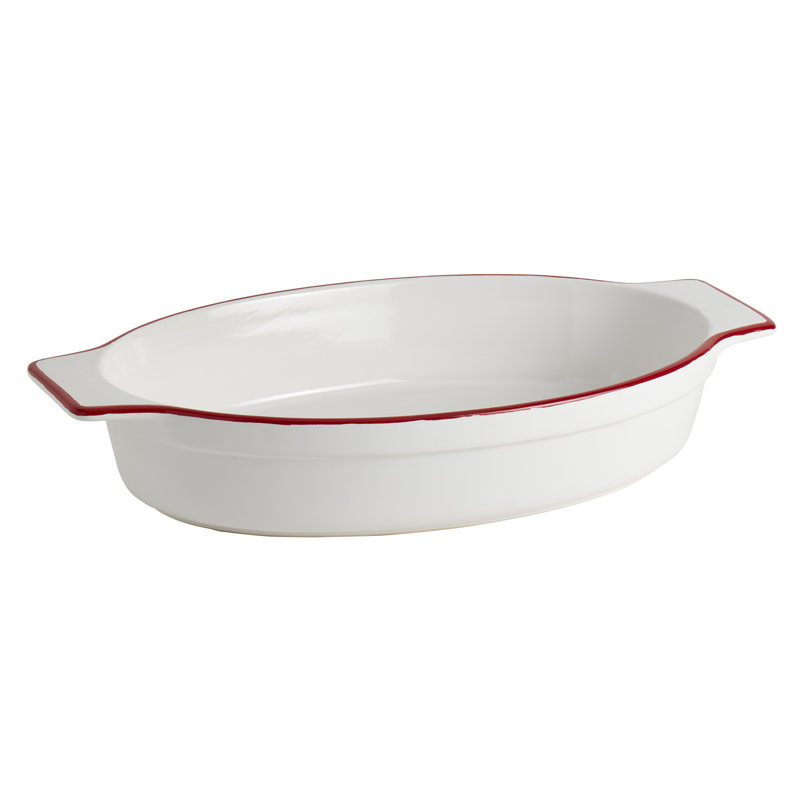 Denmark Tools for Cooks Stoneware Oval Baker Red Blue Rim Bistro | Wayfair