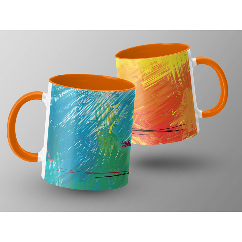 East Urban Home Kids Drawing Style 11oz Accent Mug – White Ceramic ...