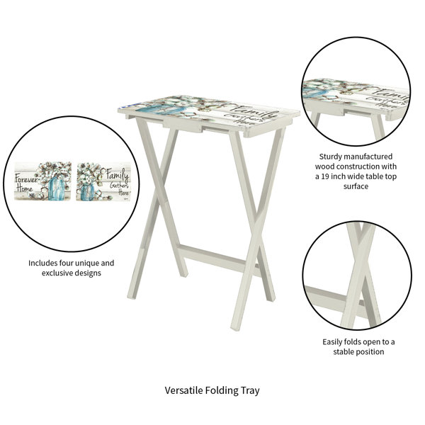 Laurel Foundry Modern Farmhouse Senters Wood Rustic TV Tray Table Set ...