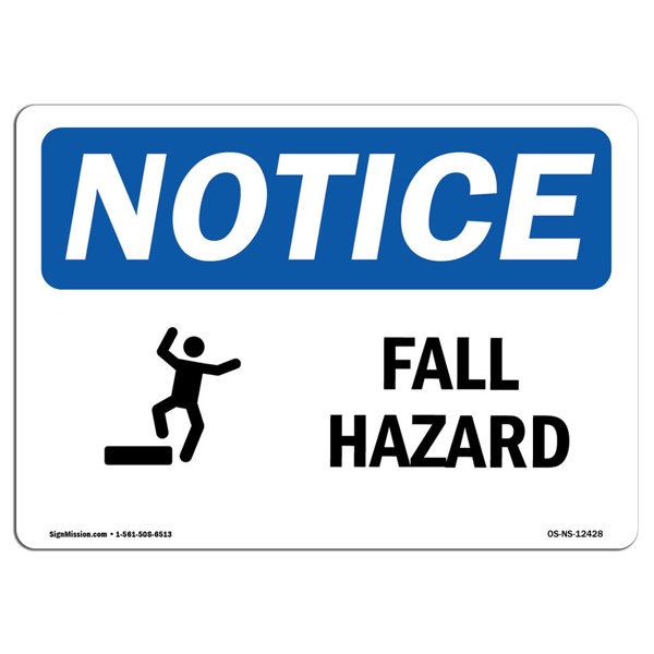 SignMission Fall Hazard Sign with Symbol | Wayfair