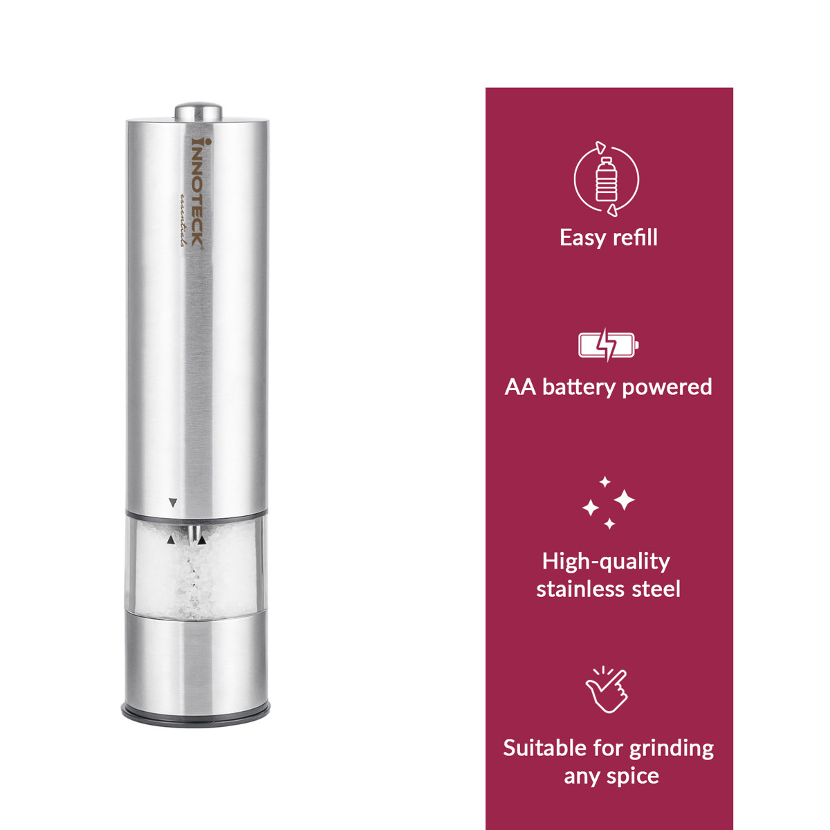 Innoteck Essentials Electric Salt and Pepper Grinder Set & Reviews ...