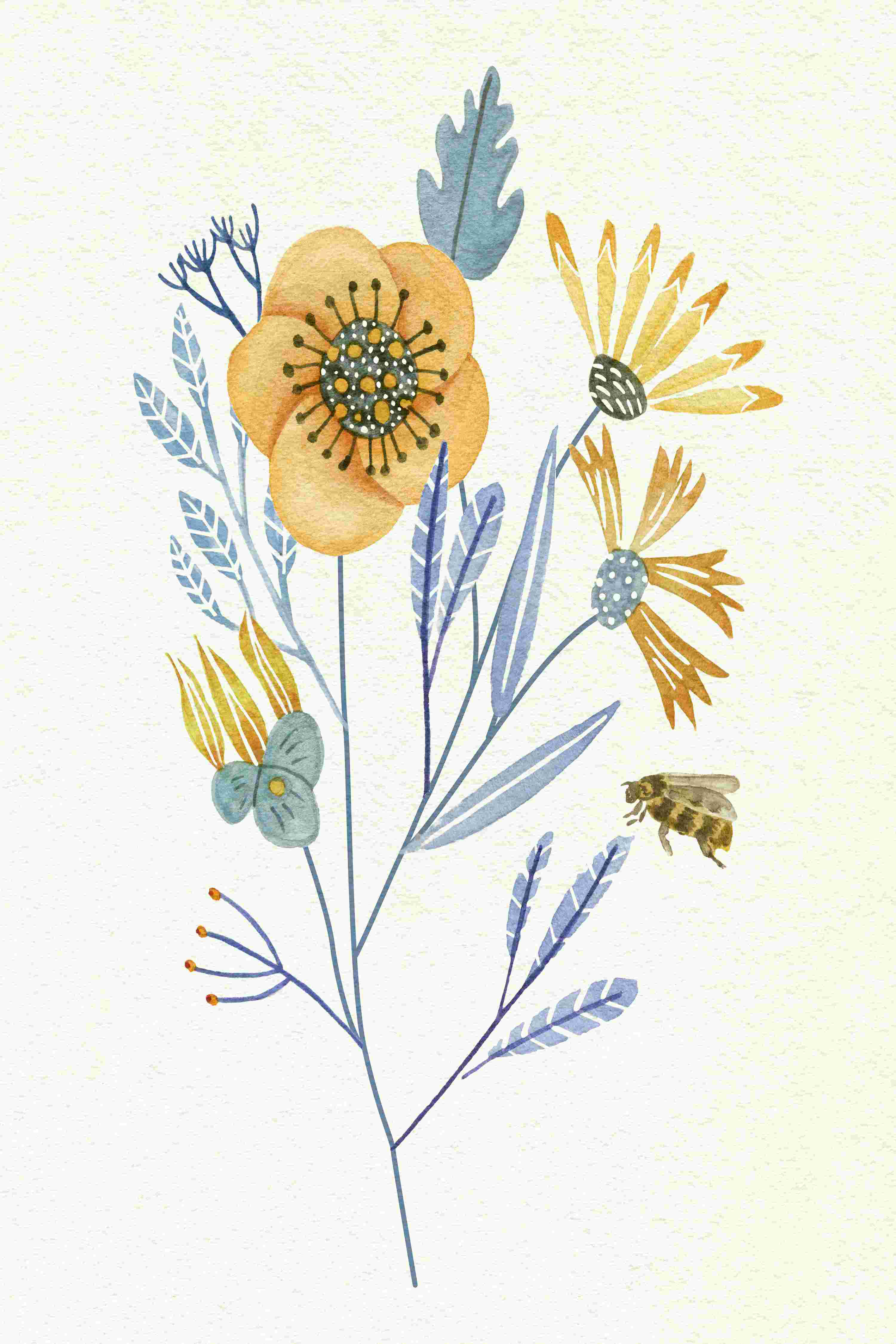 Winston Porter Honey Bees IV - Wrapped Canvas Graphic Art | Wayfair