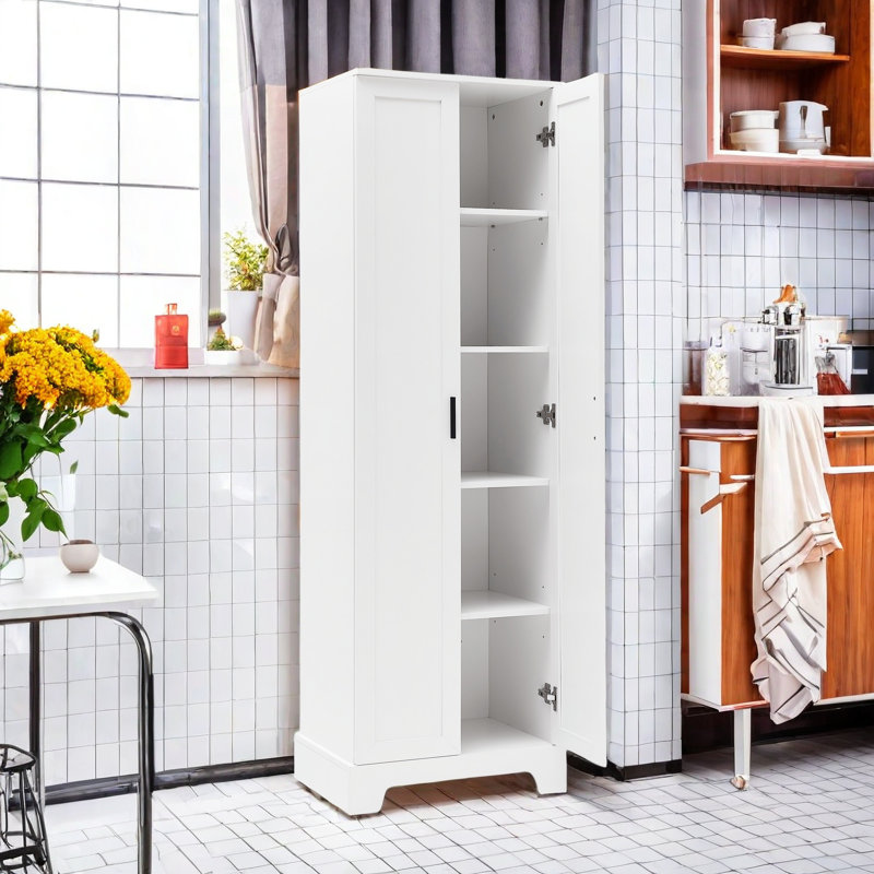 Red Barrel Studio® 71" Bathroom Towel Storage Cabinet With 2 Doors, 5 ...