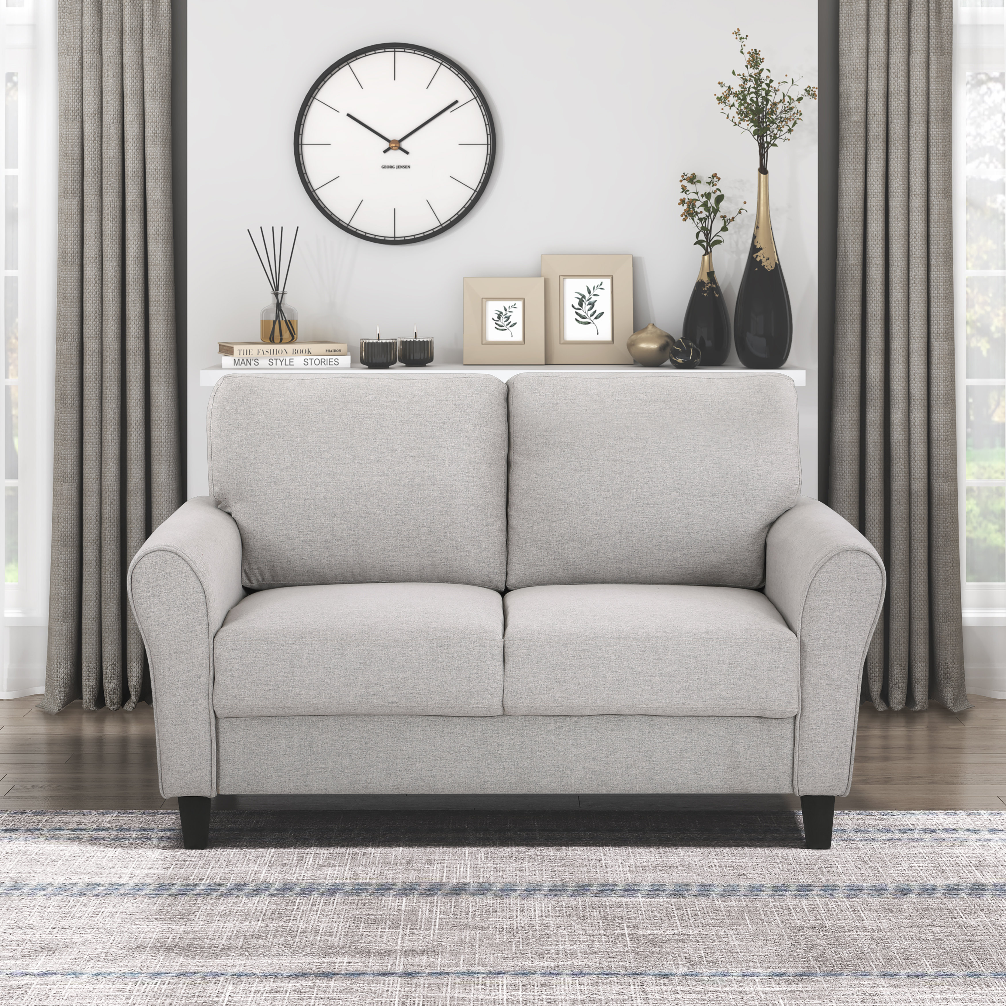 Winston Porter Lawrenceburg 58" Modern Transitional Round Arm Loveseat ...