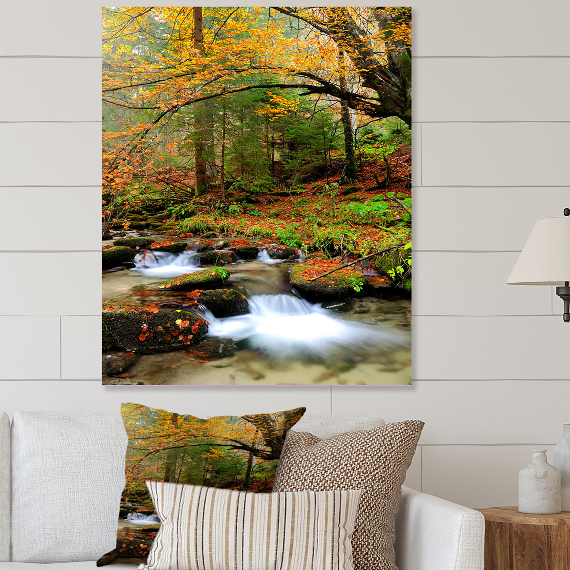 Millwood Pines Beautiful Autumn Forest Waterfall V - Traditional Canvas ...
