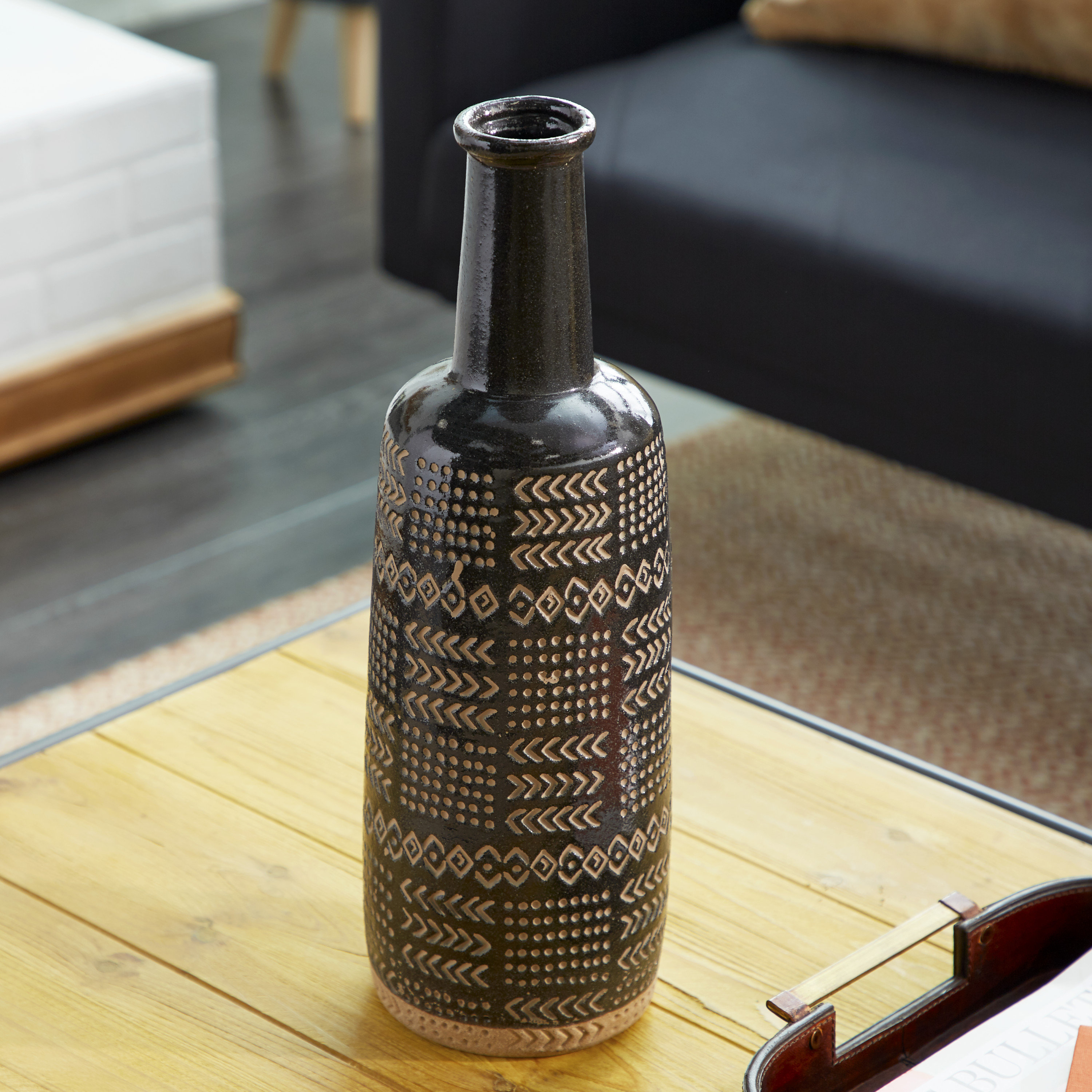 Union Rustic Dillard Bottle-Shaped Geometric Polynesian Design Table ...
