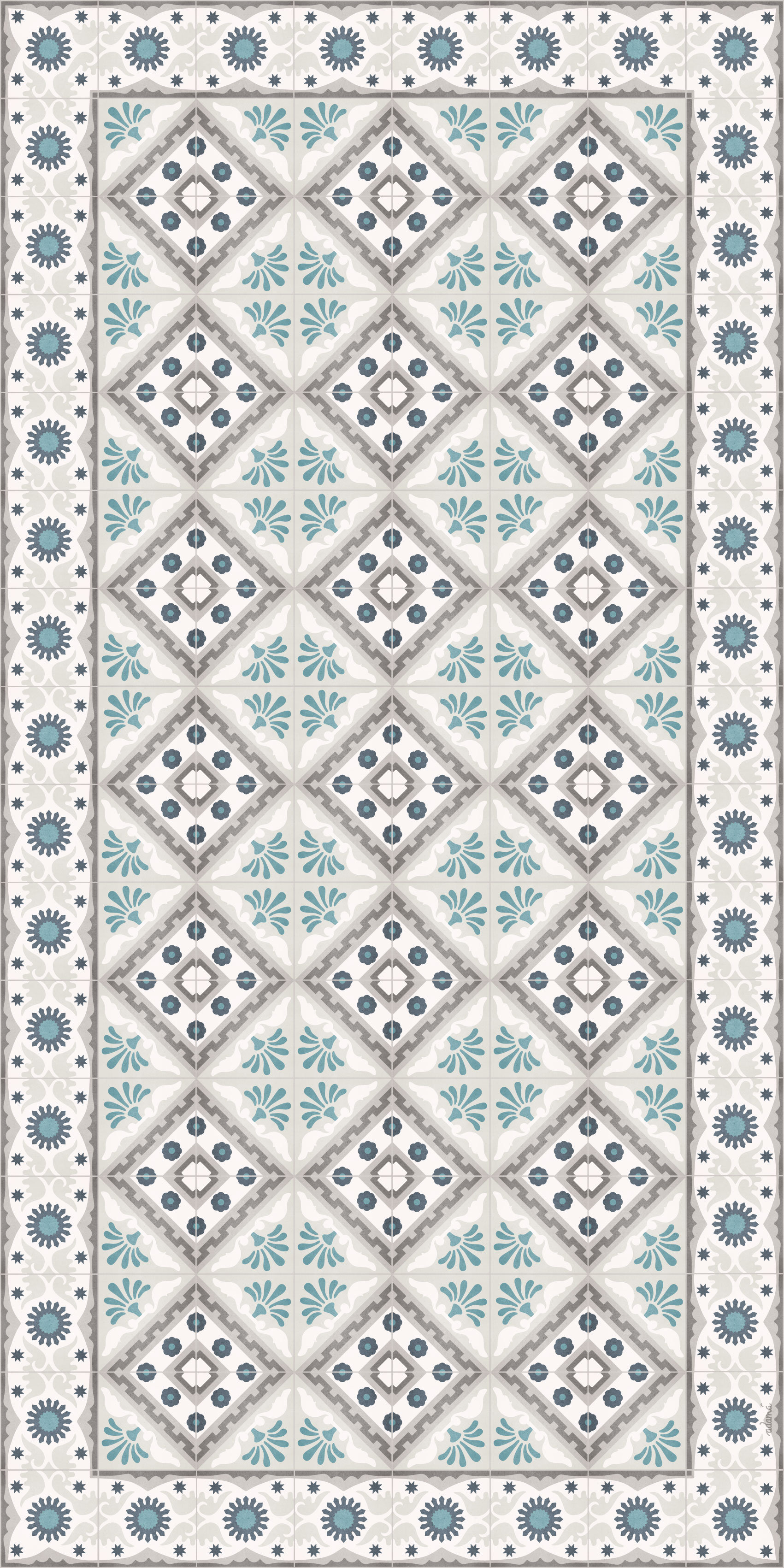 ADAMA LLC Fontana Geometric Vinyl Area Rug in Blue | Wayfair