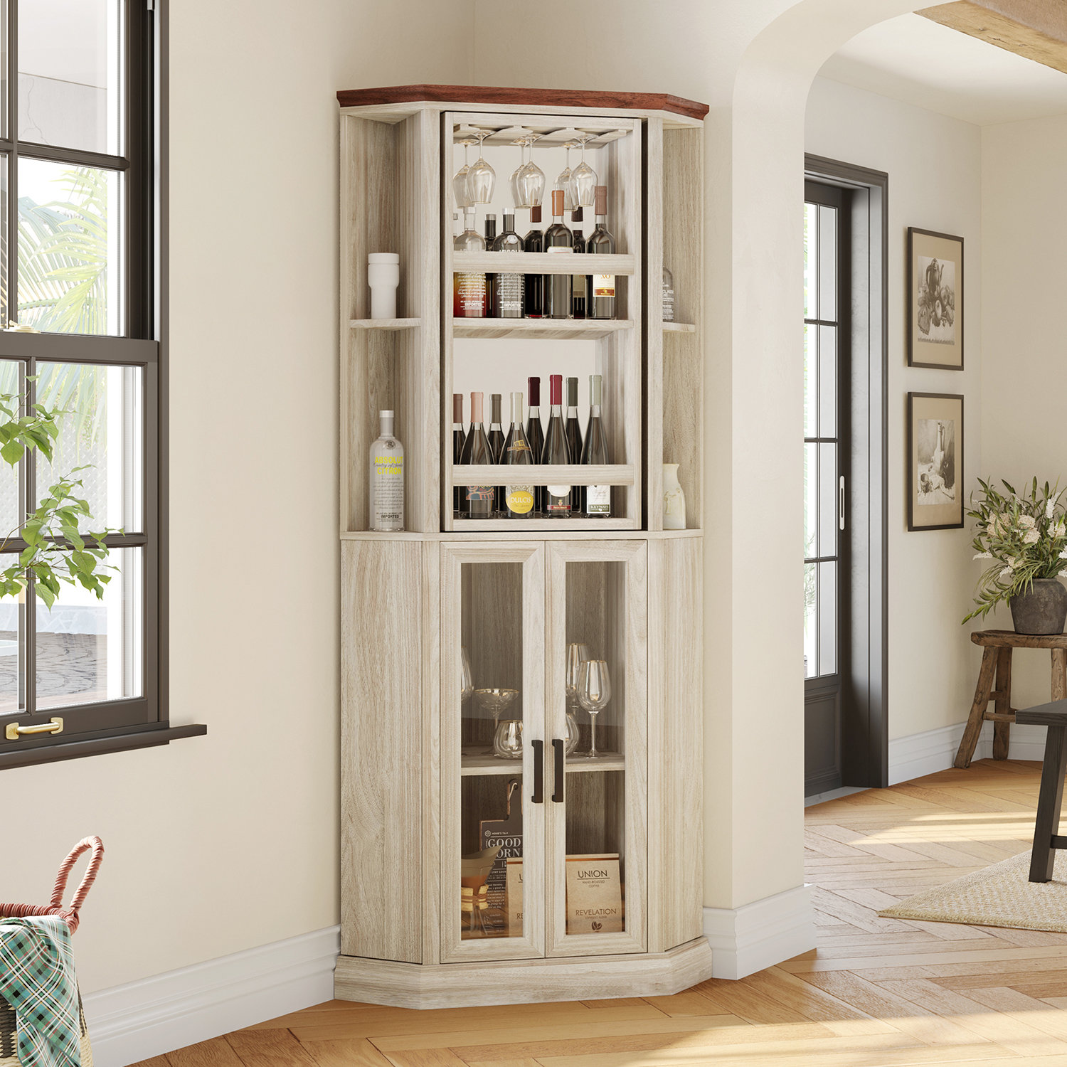 August Grove Wood/Glass Corner Curio Cabinet 68.5” H & Reviews ...