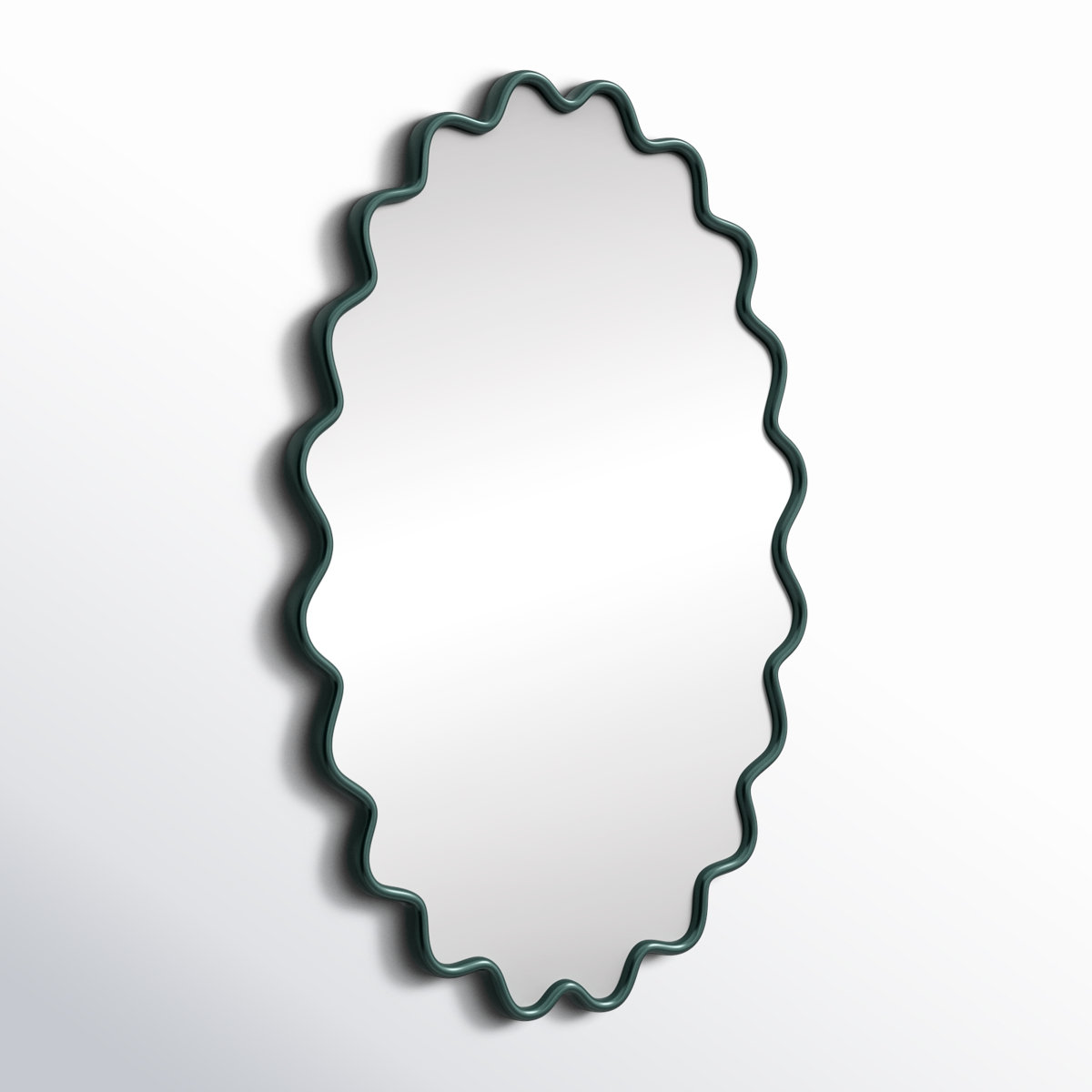 AllModern Anders Modern Wavy Framed Oval Wall Mirror | Wayfair