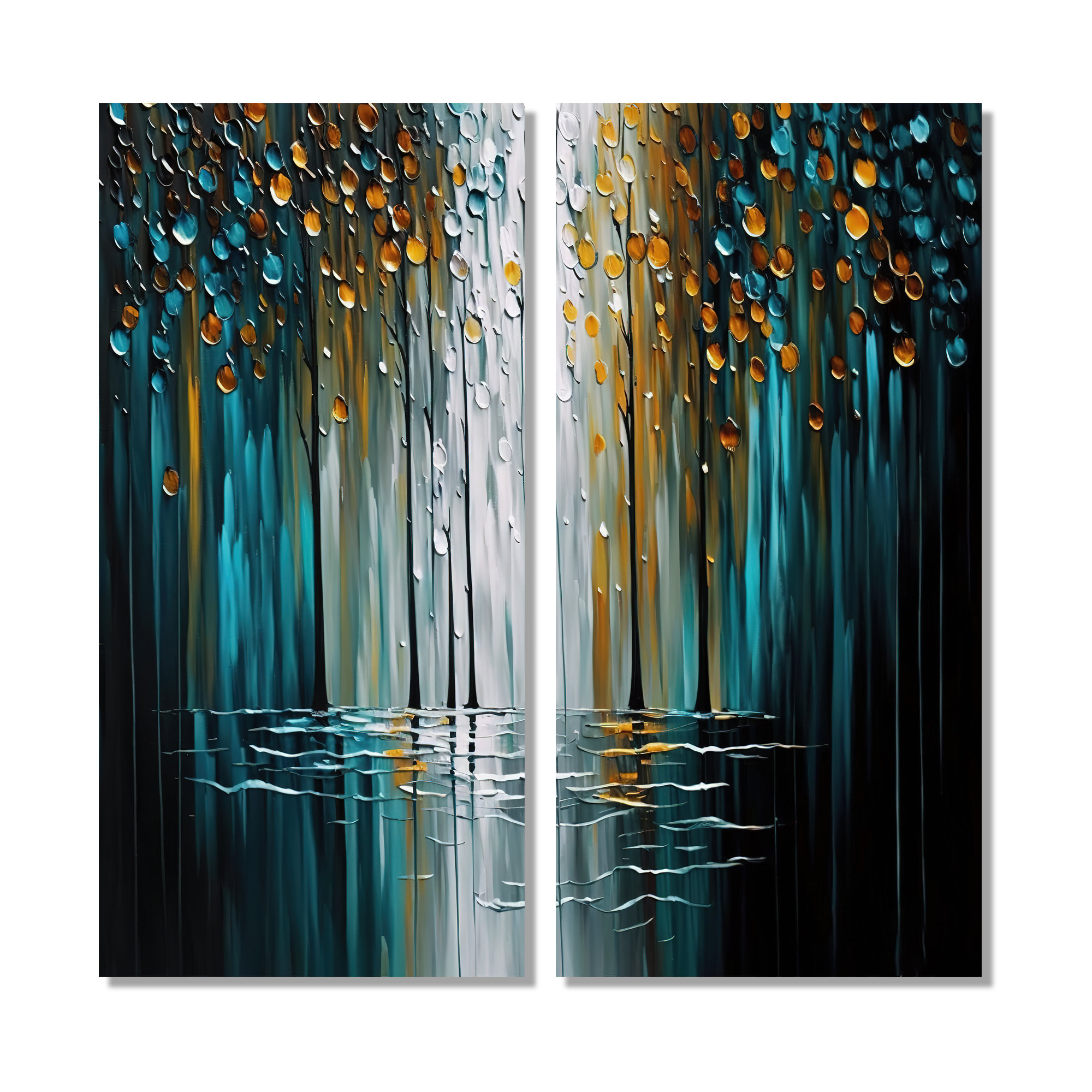 Winston Porter Abstract Nature Trees Painting I - Blue Modern Wall Art ...